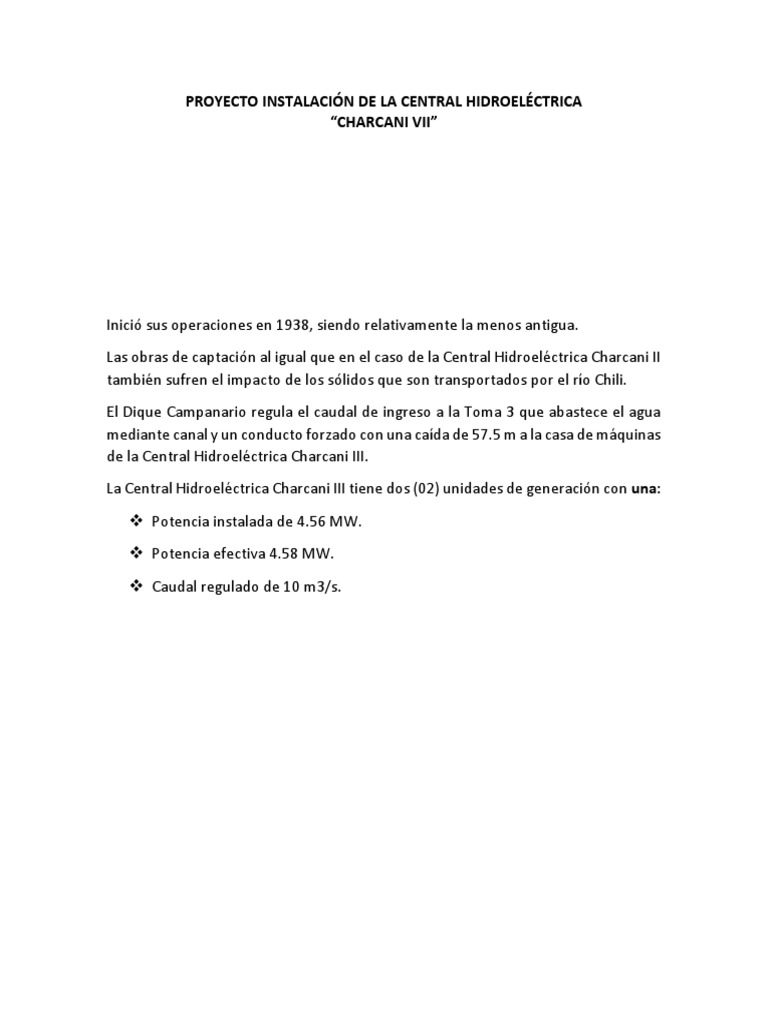 Evaluación Hidroeléctrica Charcani VII | PDF | Túnel | Represa