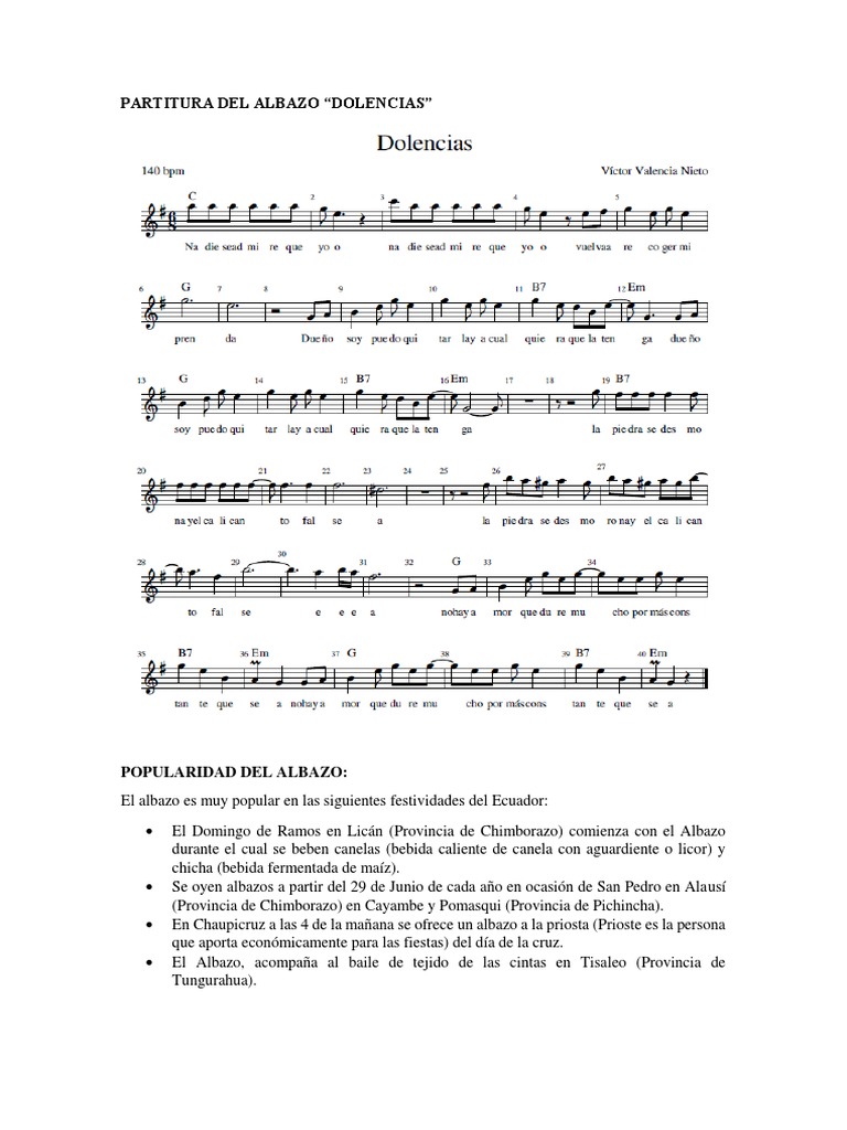 Partitura del Albazo "Dolencias" | PDF