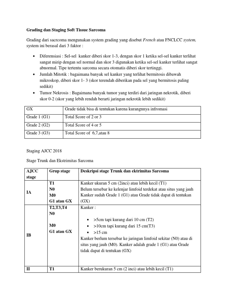Grading Dari Sacrcoma Mengunakan System Grading Yang Disebut French ...