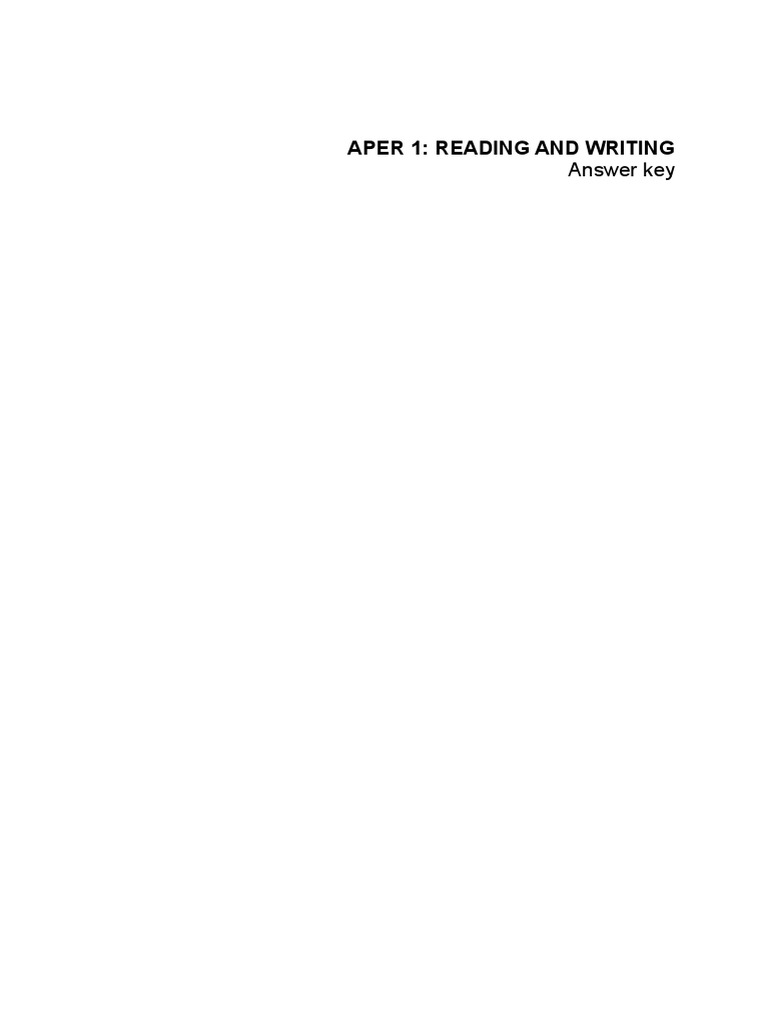 Aper 1: Reading and Writing: Answer Key | PDF