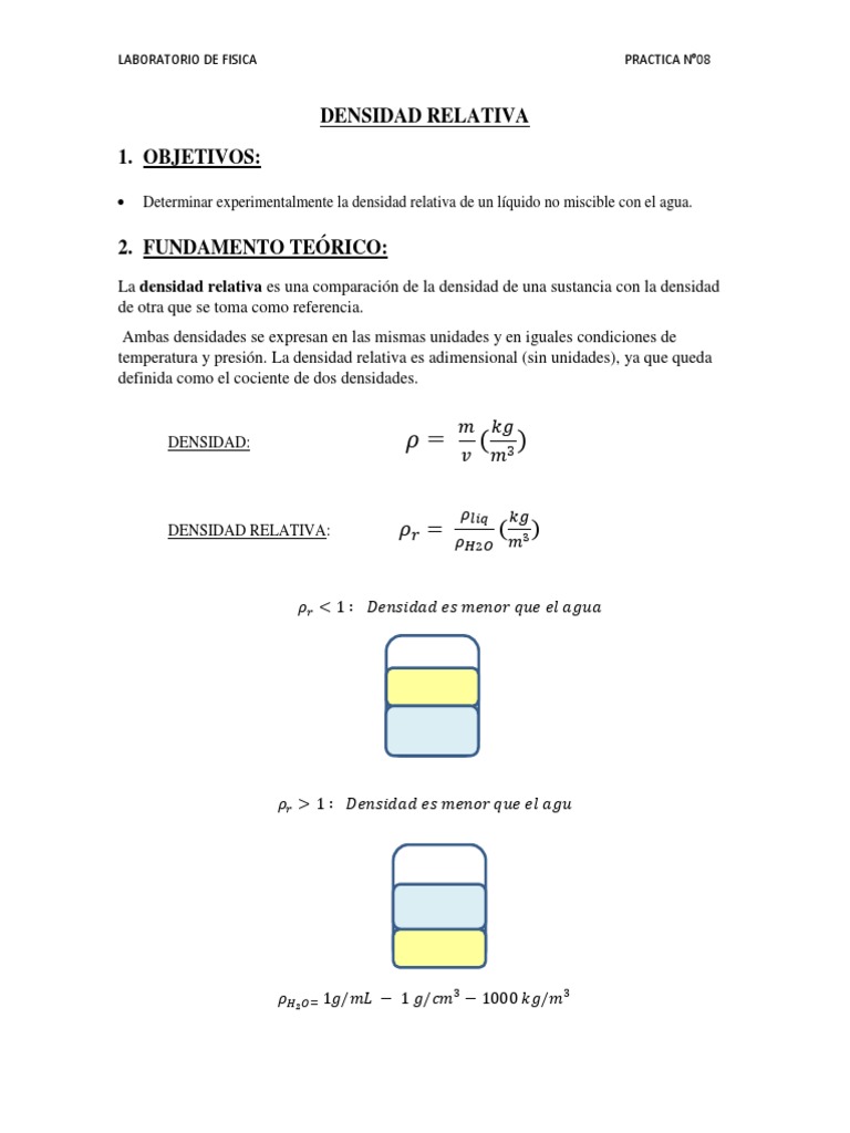 Densidad Relativa | PDF | Densidad | Volumen