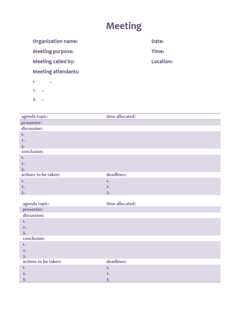 Meeting Agenda and Notes Template | PDF | Career & Growth | Computers