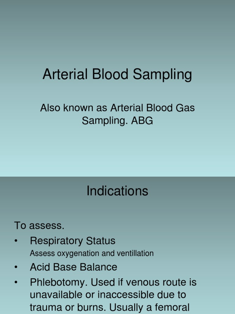 2 - Arterial Blood Sampling | PDF | Pulse | Syringe