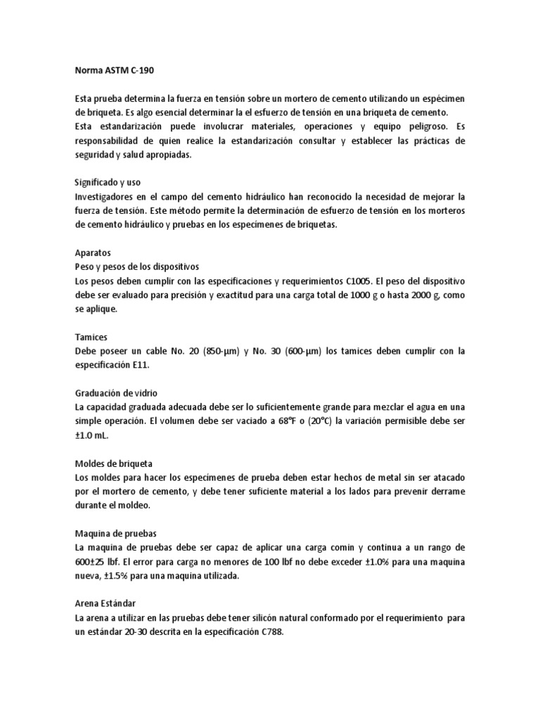 Norma ASTM C 190 PDF | PDF