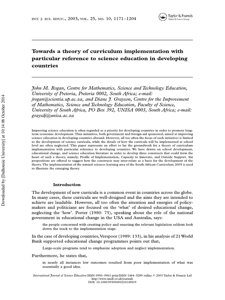 Rogan (2003) | PDF | Curriculum | Science