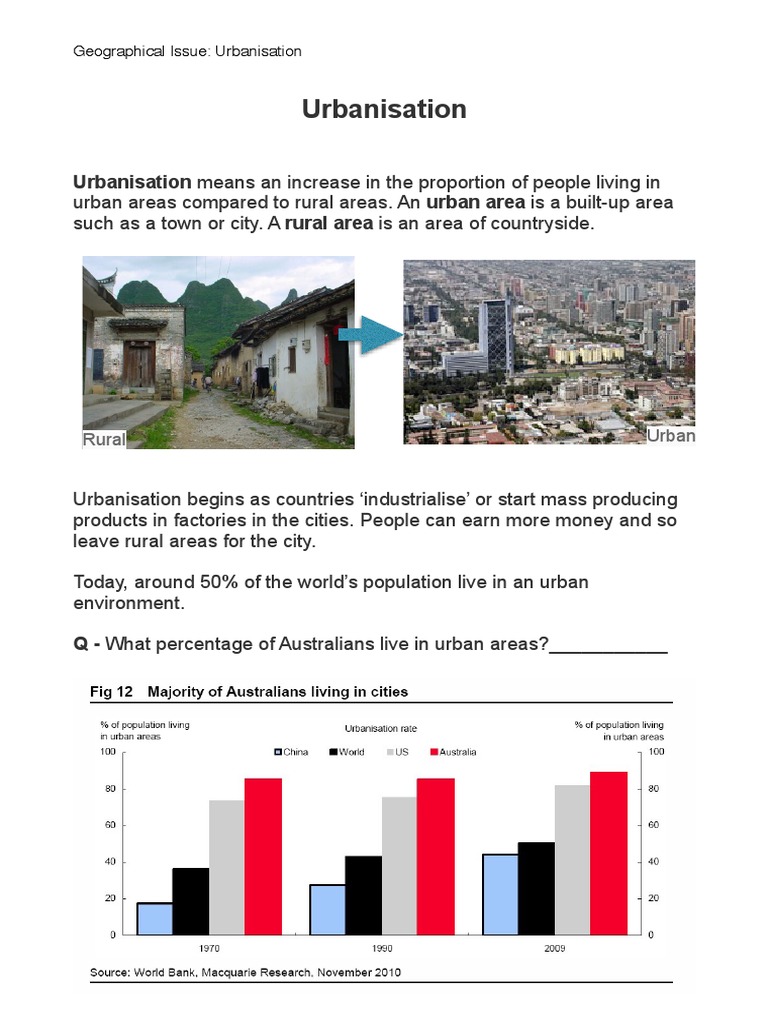 Urbanisation Worksheets | Urbanization | Environmental Social Science