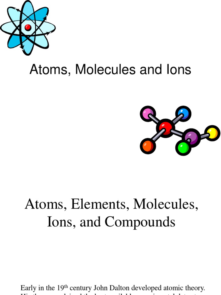 Atoms, Molecules and Ions | PDF | Ion | Molecules