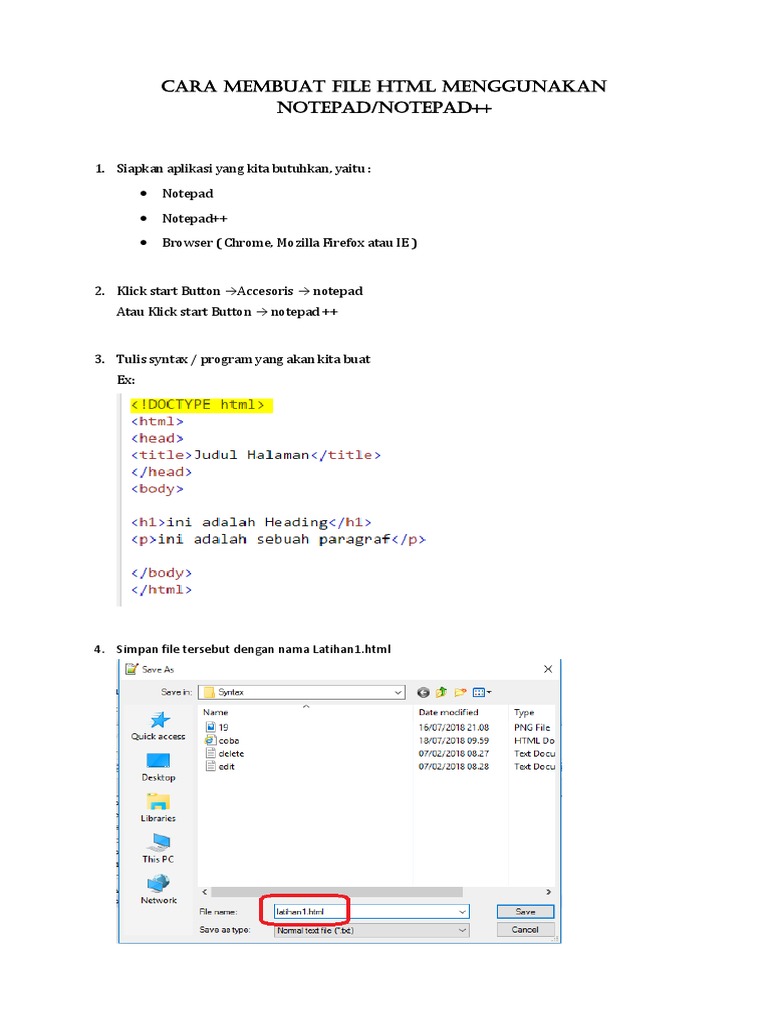 Cara Membuat File HTML Menggunakan Notepad | PDF