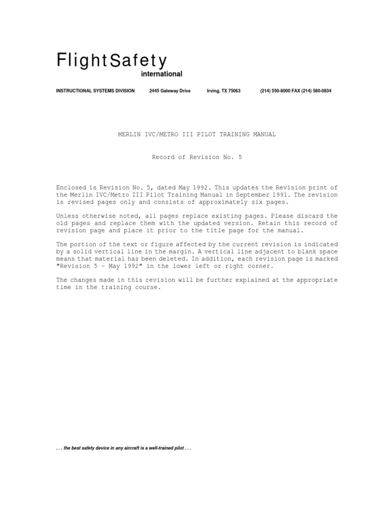 SA227 Flight Safety Manual PDF | PDF | Manufactured Goods | Aircraft