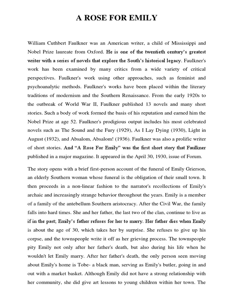 A Rose For Emily | PDF | William Faulkner