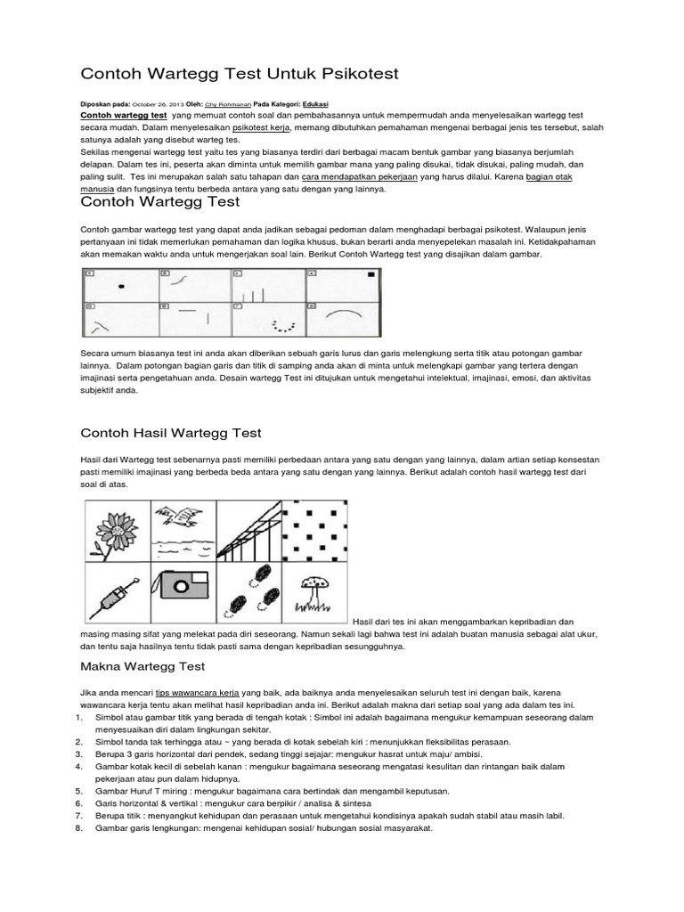 Contoh dan Panduan Wartegg Test | PDF