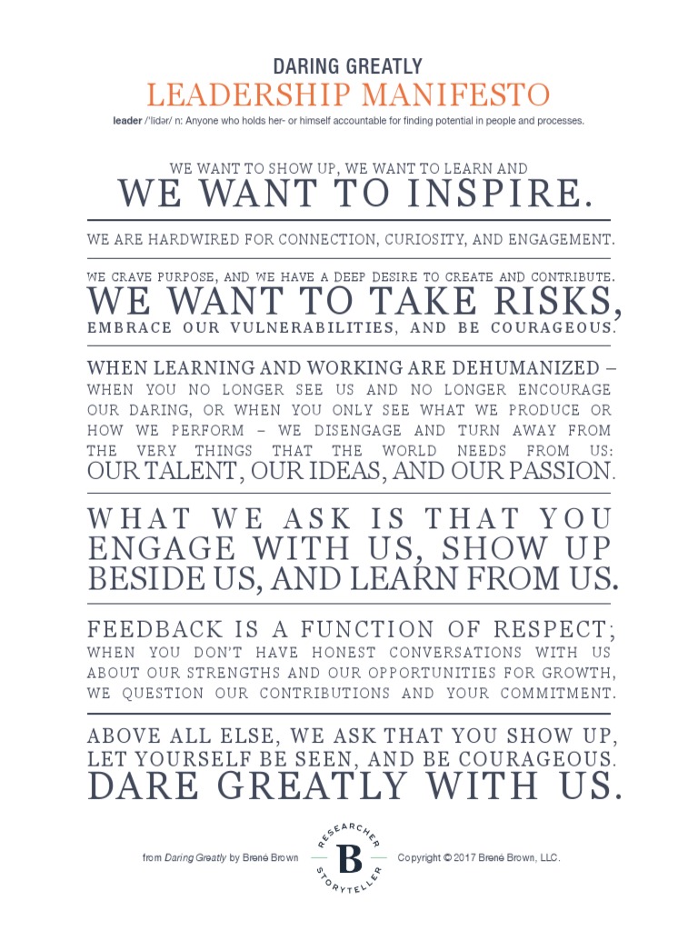 Daring Leadership Manifesto | PDF