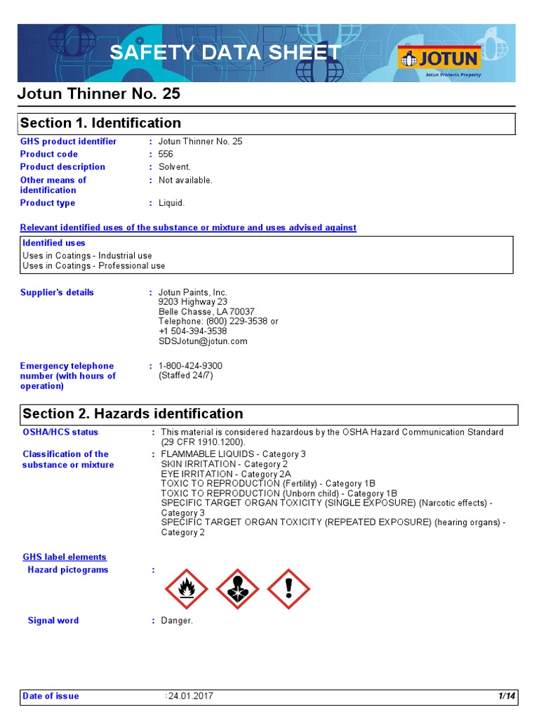 Jotun Thinner No.25 Base.pdf | Toxicity | Ventilation (Architecture)