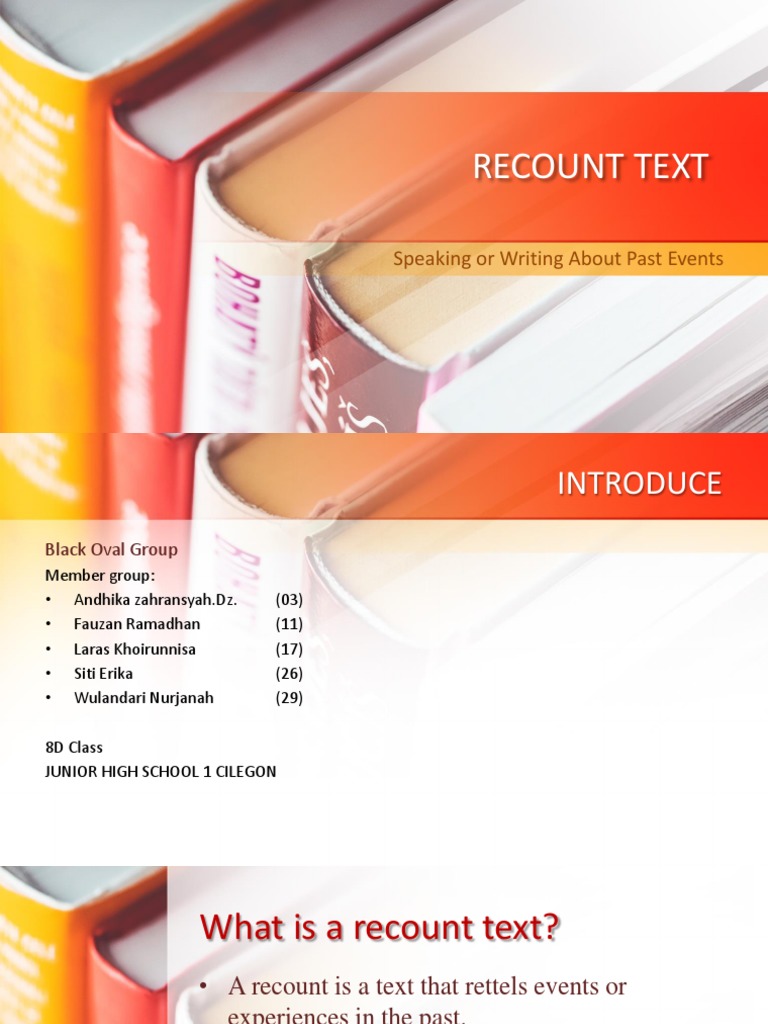 Recount Text: Speaking or Writing About Past Events | PDF