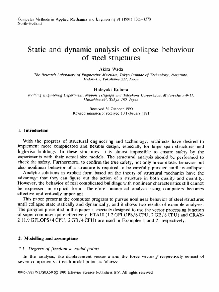 Static and Dynamic Analysis of Collapse Behaviour of Steel Structures ...