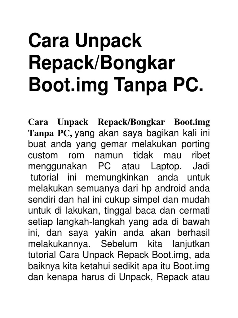 Cara Unpack Repack | PDF