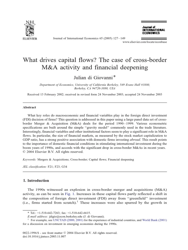 Cross-Border M&A and Financial Depth | PDF | Mergers And Acquisitions ...