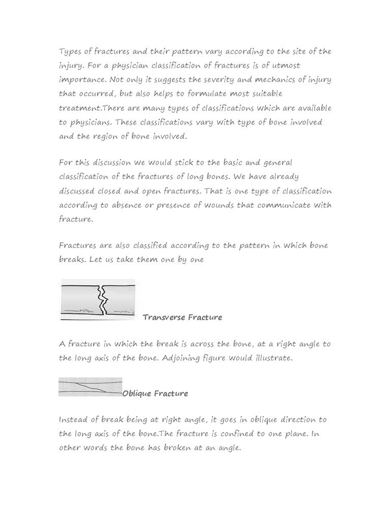 Types of Fractures and Their Pattern | PDF | Bone | Skeletal System