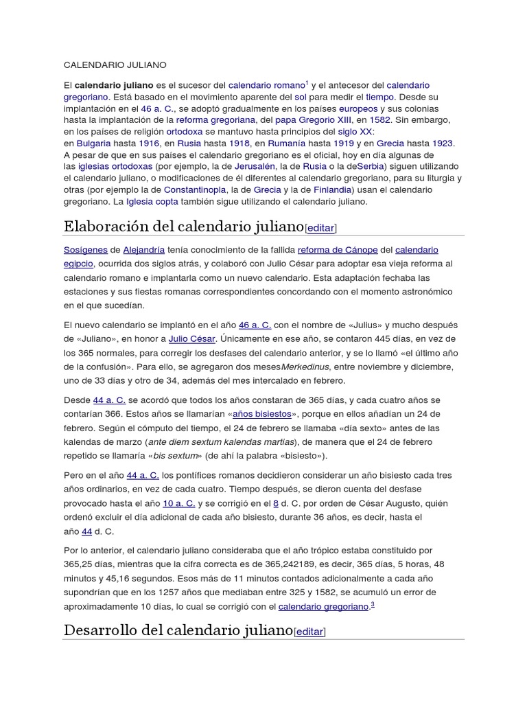 Calendario Juliano | PDF | Calendario | Unidades de medida