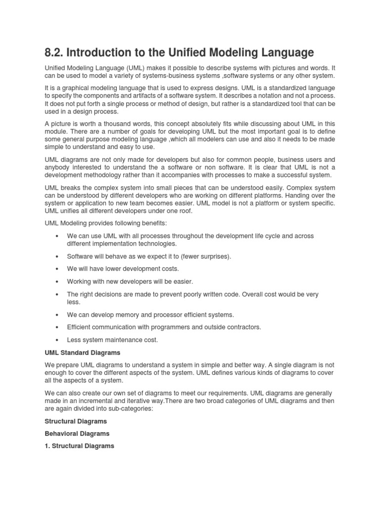 8.2. Introduction To The Unified Modeling Language: UML Standard Diagrams | PDF | Unified ...