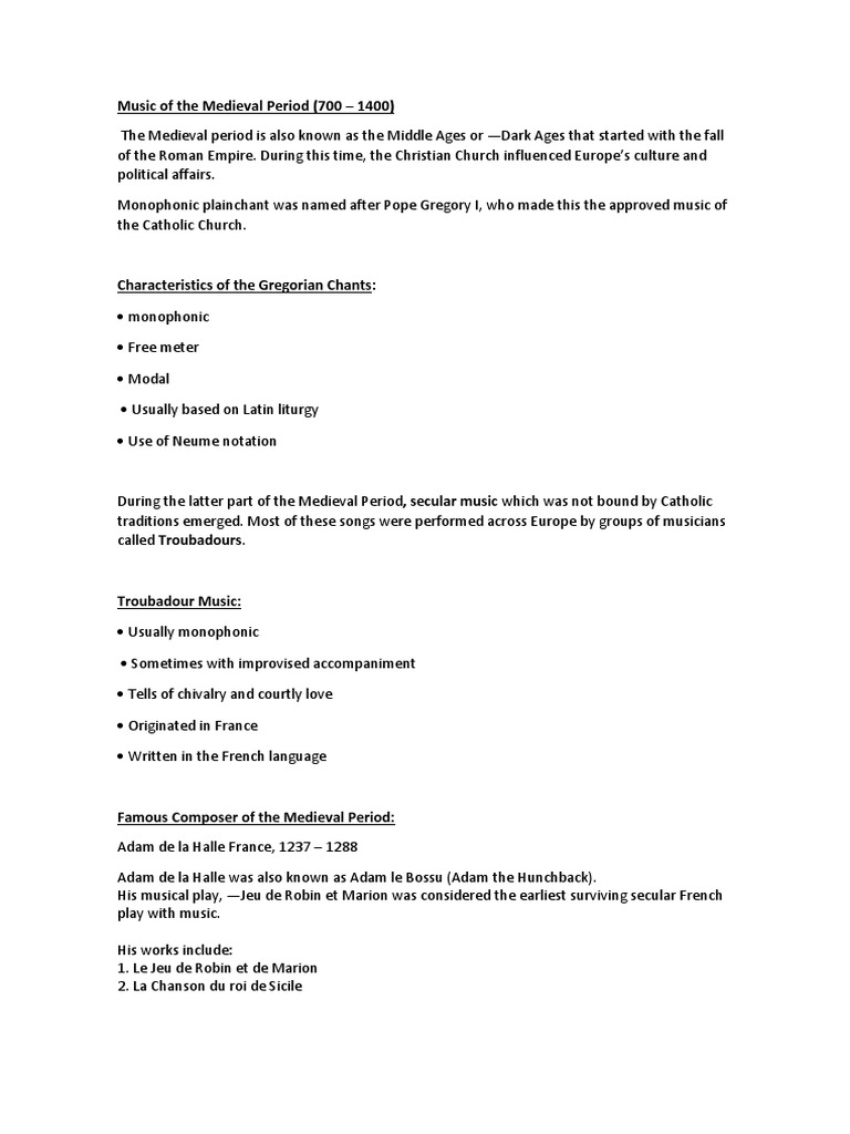Music Outline 1st Quarter | PDF | Johann Sebastian Bach | Baroque Music