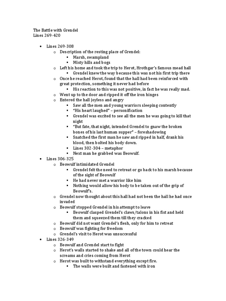 The Battle With Grendel | PDF | Beowulf