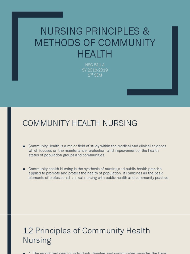 Nursing Principles Methods of Community Health | Nursing | Community