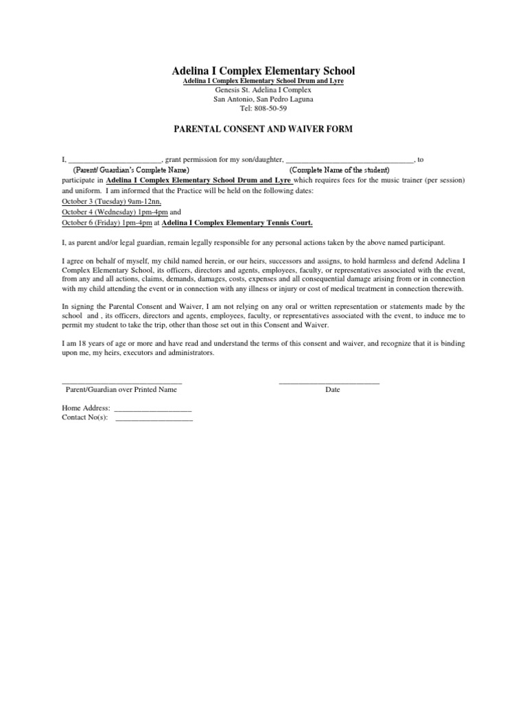 Parental Consent and Waiver Form | PDF | Consent | Legal Guardian