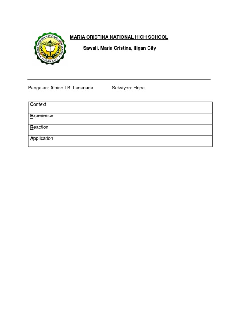 Format For Reflection | PDF