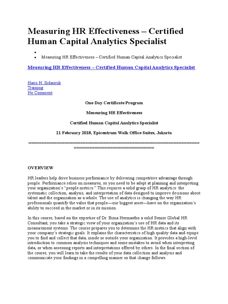 Measuring HR Effectiveness | PDF | Analytics | Leadership
