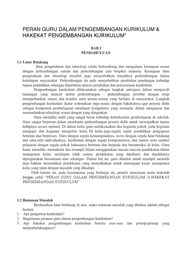 Peran Guru Dalam Pengembangan Kurikulum | PDF | Karier & Perkembangan