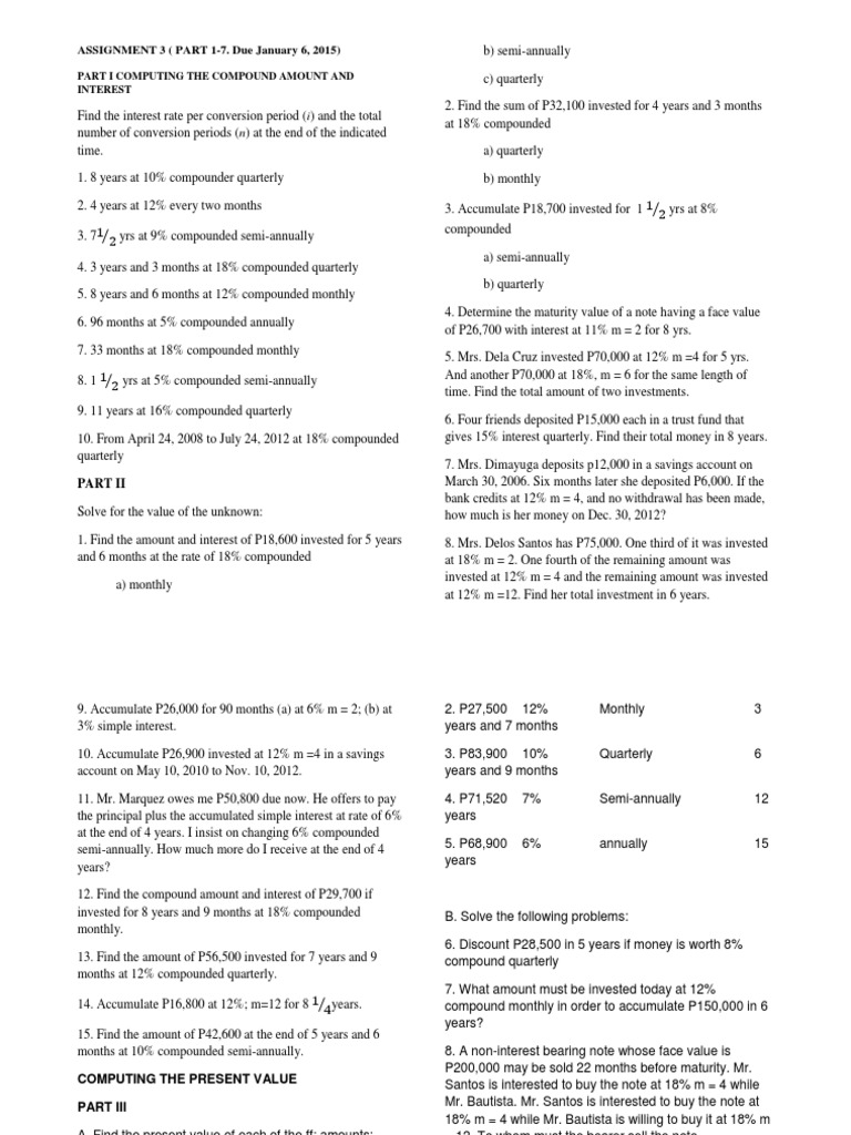 ASSIGNMENT 3 Compound Interest | PDF | Present Value | Interest