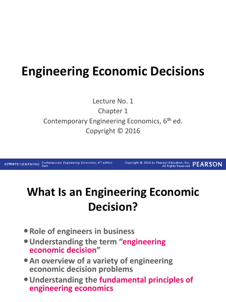 CH 1 Engineering Economic Decisions | PDF | Economics | Business