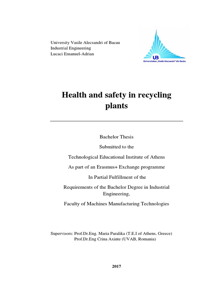 Recycling Plant Safety Measures | PDF | Occupational Safety And Health ...