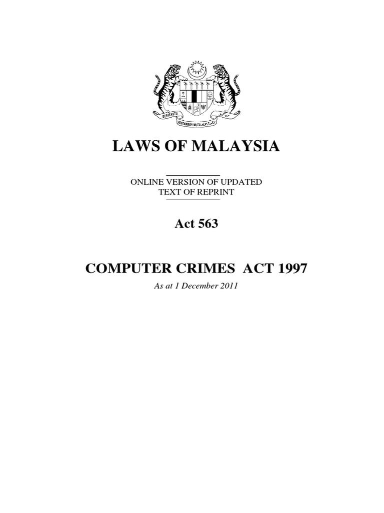 Act 563 - Computer Crimes Act 1997 | PDF | Search Warrant | Crime ...