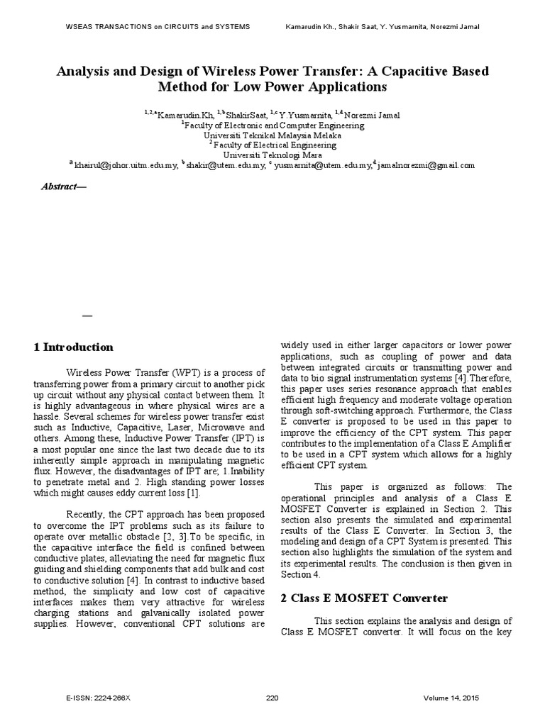 Basic Class E Amplifier Pdf Capacitor Inductor