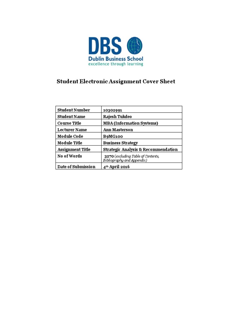 Assignment Sample DBS Individual | PDF | Strategic Management | Recruitment