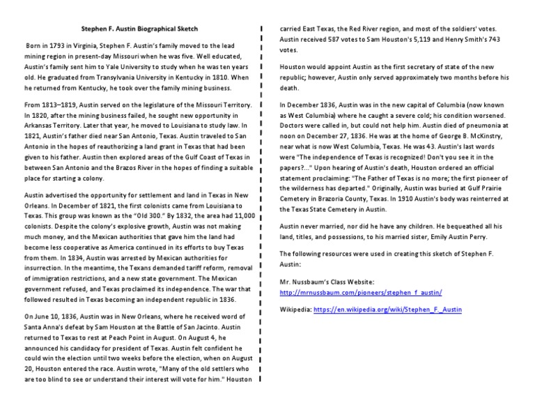 Lesson 11-Stephen F Austin Inb | PDF | Texas | North America