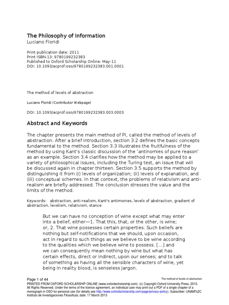 The Method of Levels of Abstraction | PDF | Conceptual Model | Abstraction