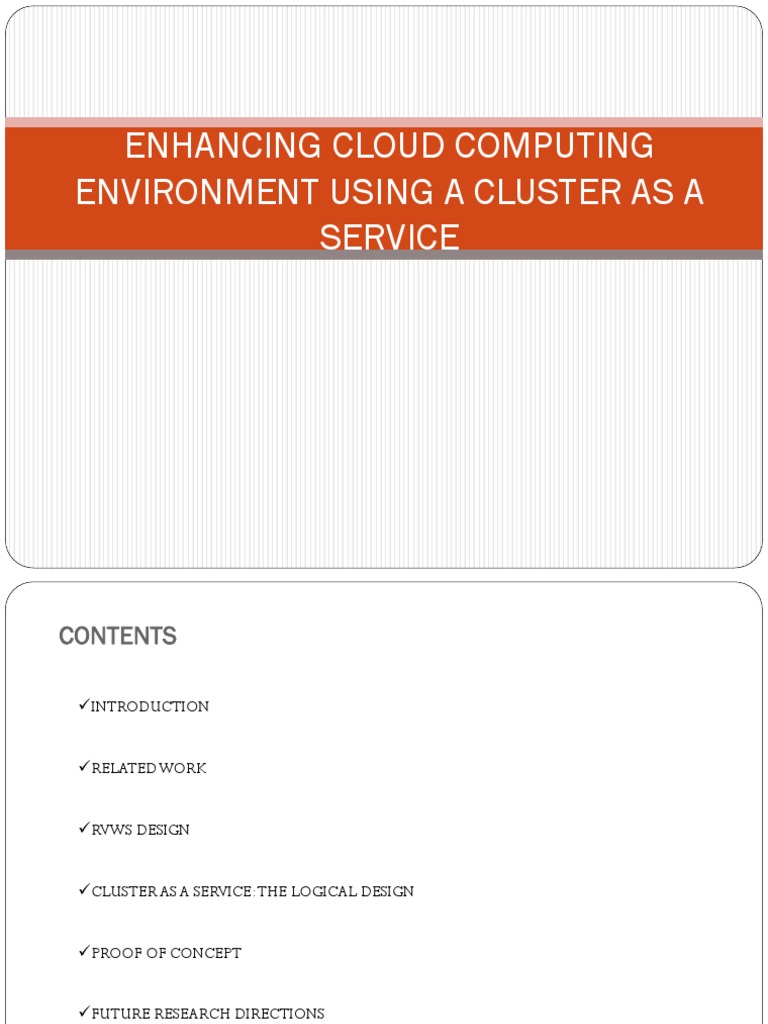 Enhancing CC Environment Using A Cluster As A Service | PDF | Computer Cluster | Cloud Computing