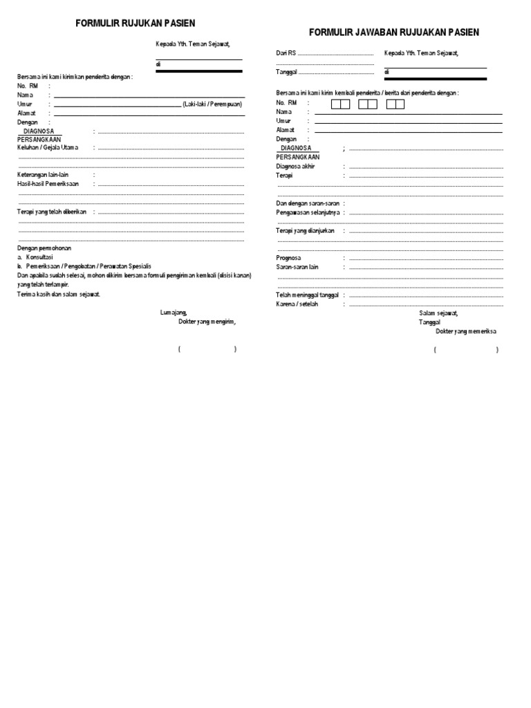 Formulir Rujukan Pasien | PDF