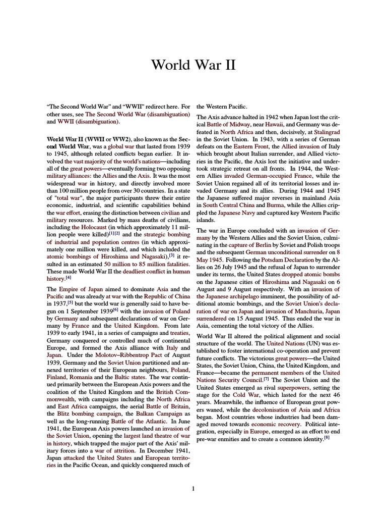 World War II: Key Events and Impact | PDF | World War II | Axis Powers