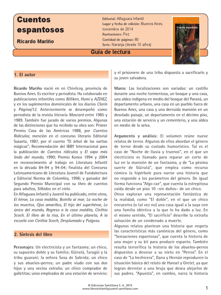 Guia Actividades Cuentos Espantosos PDF | PDF
