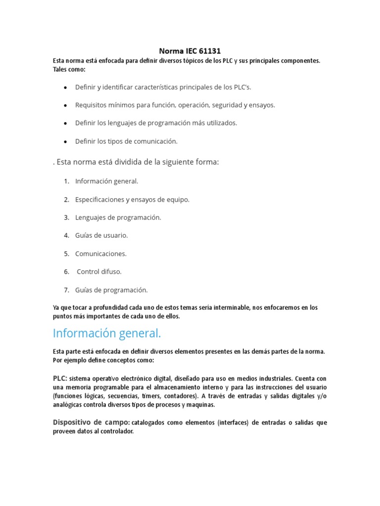 Norma IEC 61131 | Controlador lógico programable | Lenguaje de programación