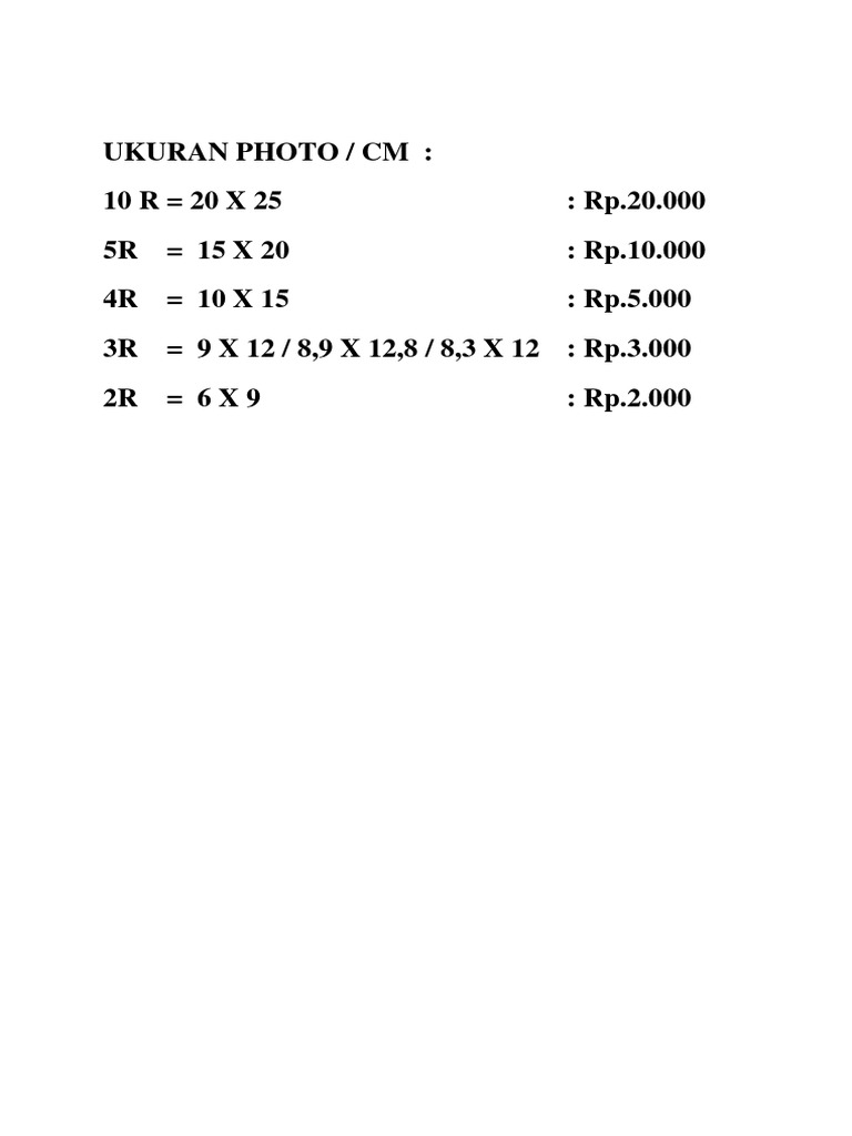 Ukuran Photo | PDF