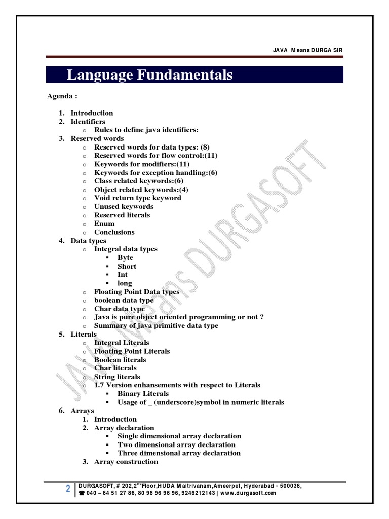 Core Java Durga Sir | PDF | Reserved Word | Data Type