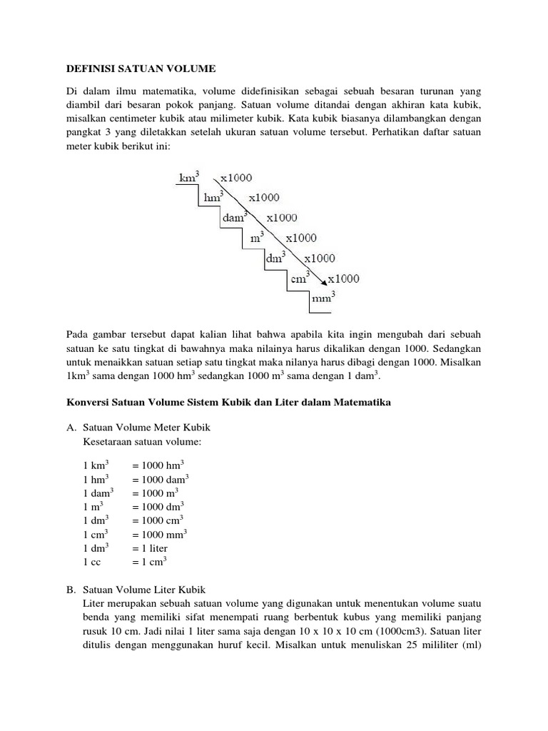 Definisi Satuan Volume | PDF