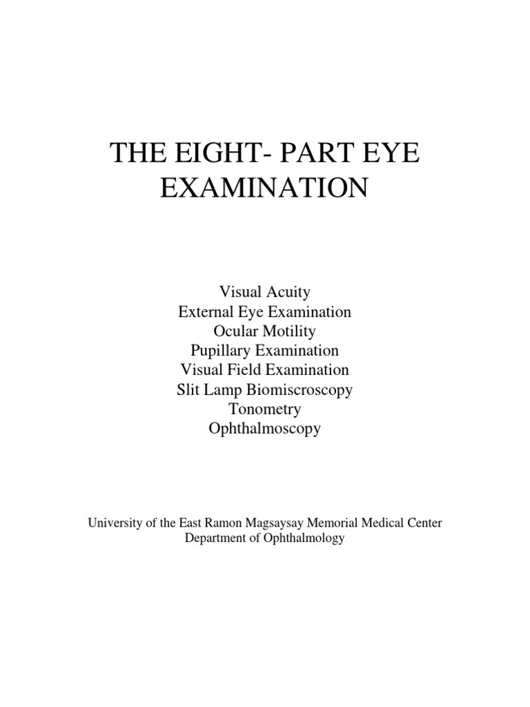 8 Part Eye Exam Revised | PDF | Visual Acuity | Human Eye