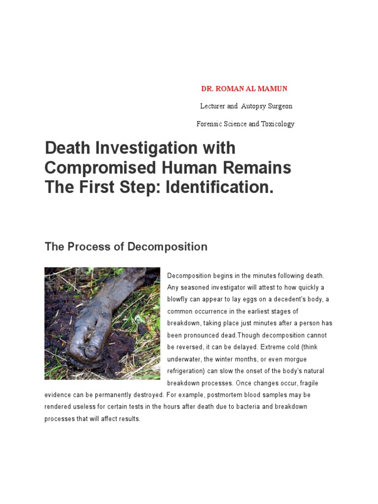 Death Investigation With Compromised Human Remains | PDF ...