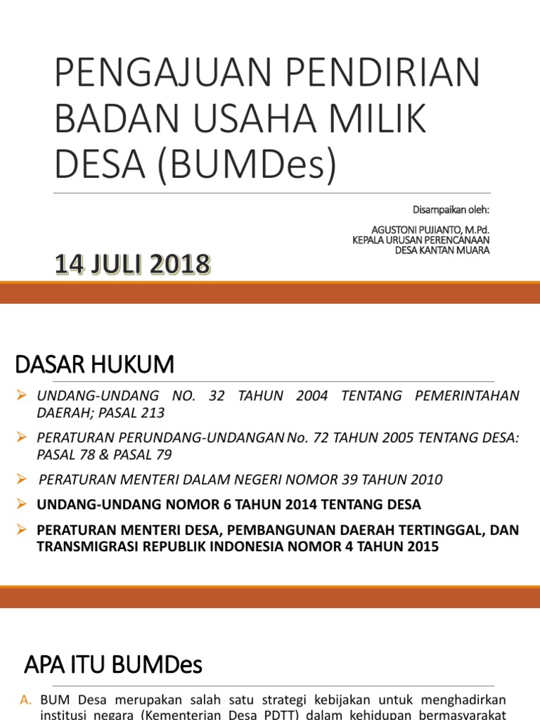 Presentasi Bumdes 2018 | PDF